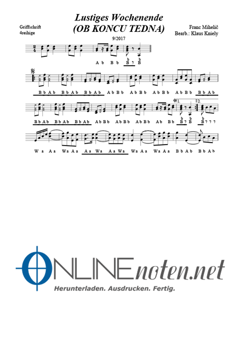 Lustiges Wochenende (Ob koncu tedna) bei Online-Noten.net